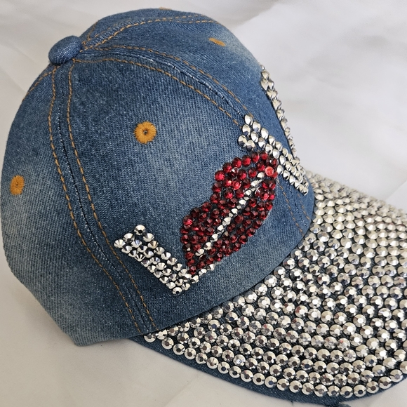 Accessories | Rhinestone Love Kiss Baseball Cap | Poshmark